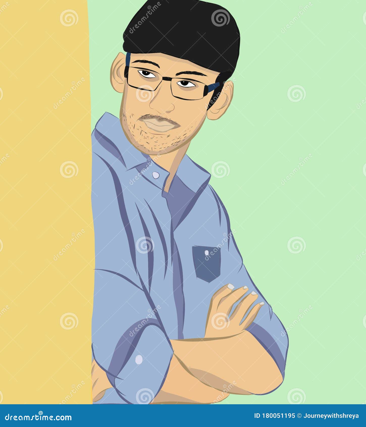 A smart young man in hat stock vector. Illustration of young - 180051195