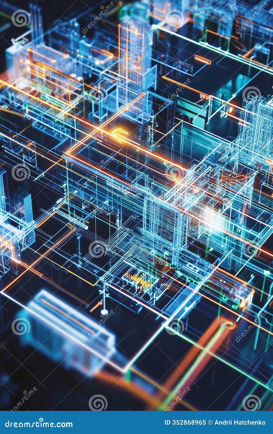 Illustration of a Smart High-voltage Grid Controlling Energy Flow with ...