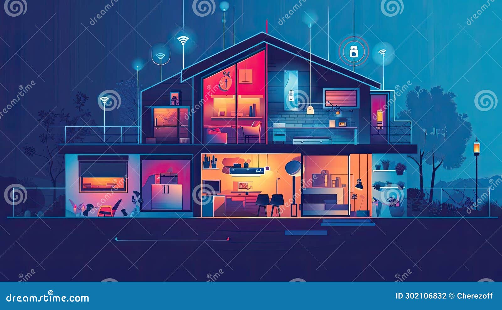 Illustration of a Smart Home Stock Illustration - Illustration of ...
