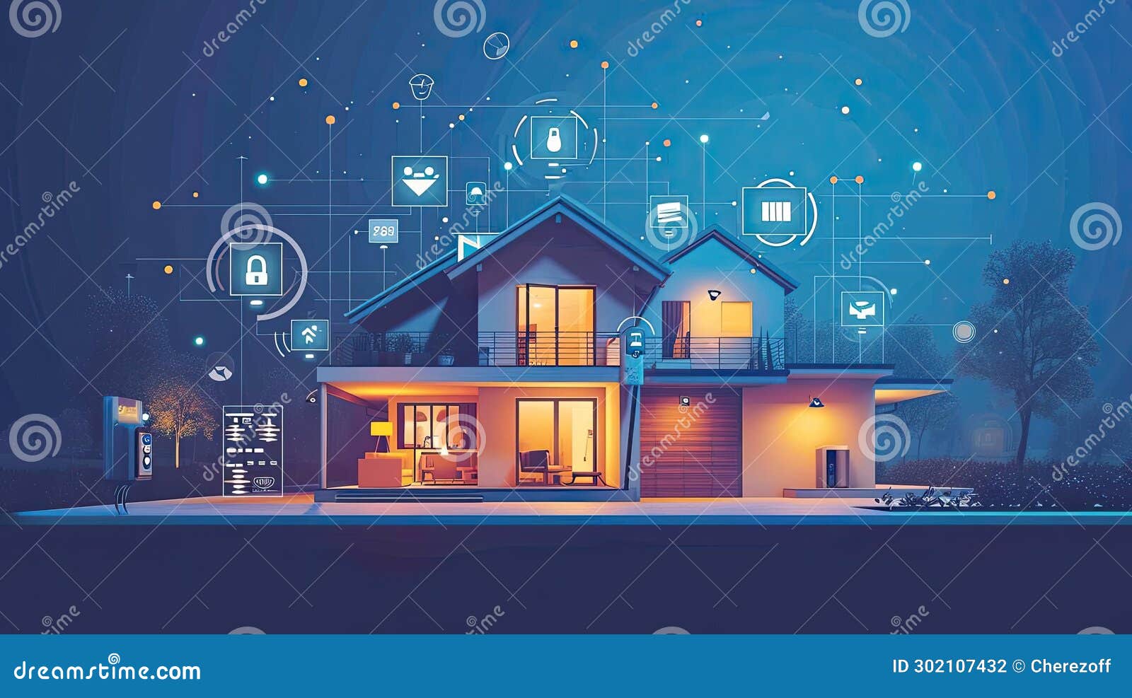 Illustration of a Smart Home Stock Illustration - Illustration of ...