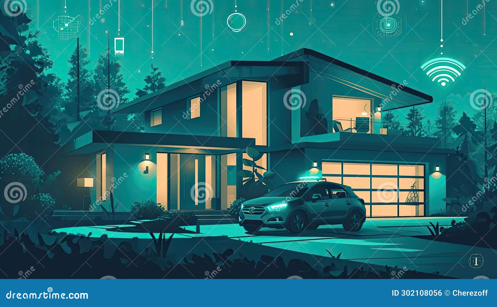 Illustration of a Smart Home Stock Illustration - Illustration of ...