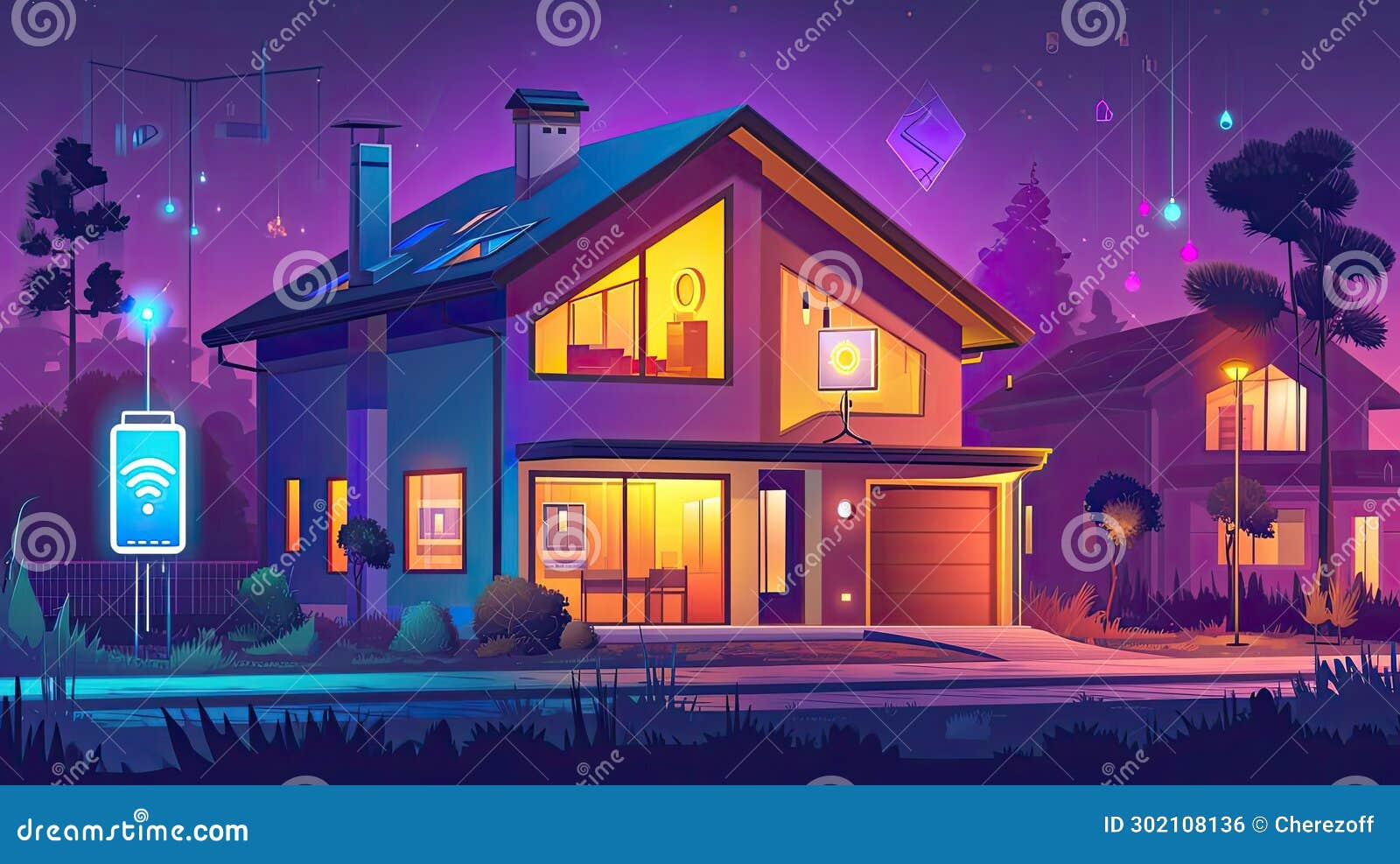 Illustration of a Smart Home Stock Illustration - Illustration of ...