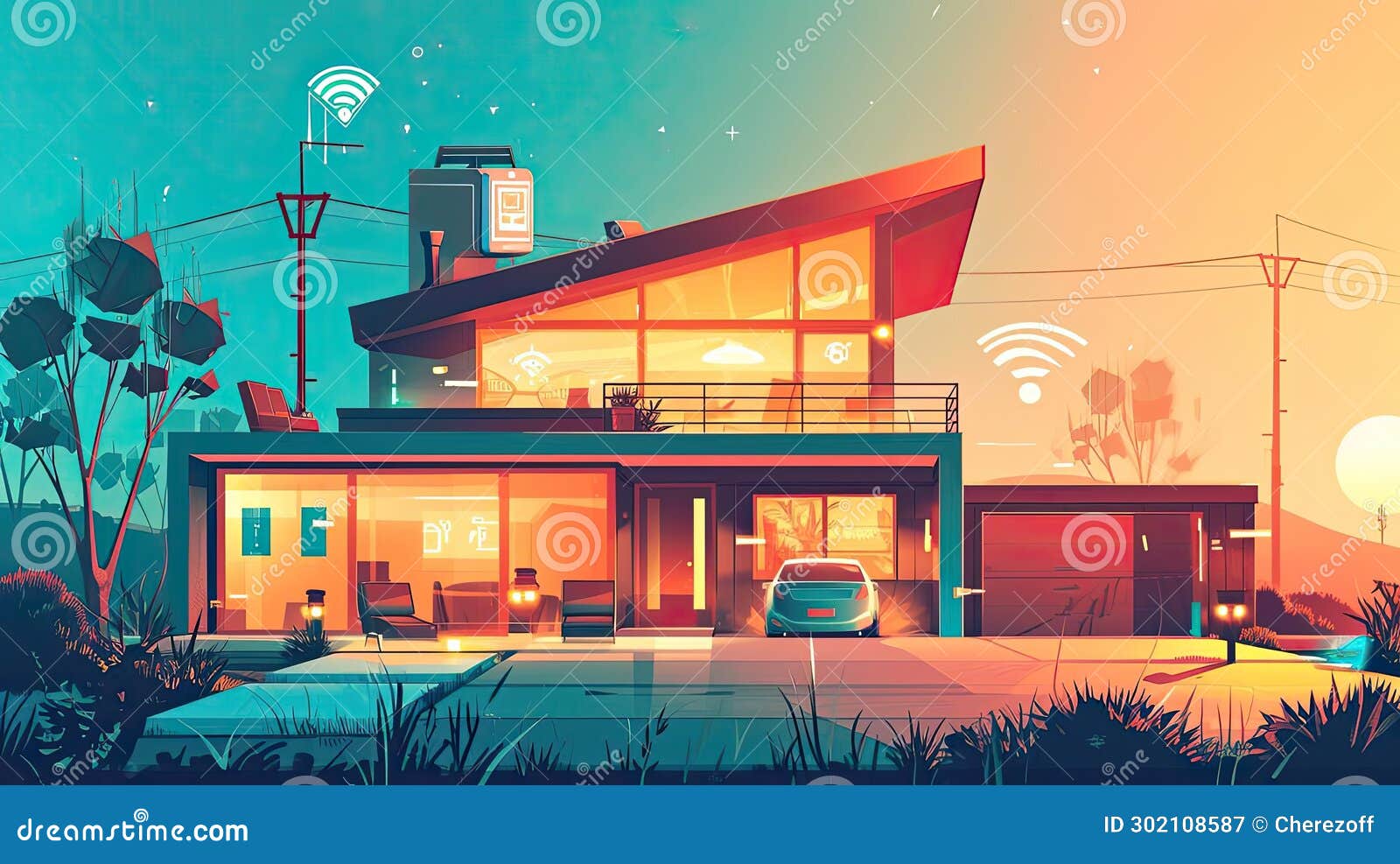Illustration of a Smart Home Stock Illustration - Illustration of ...