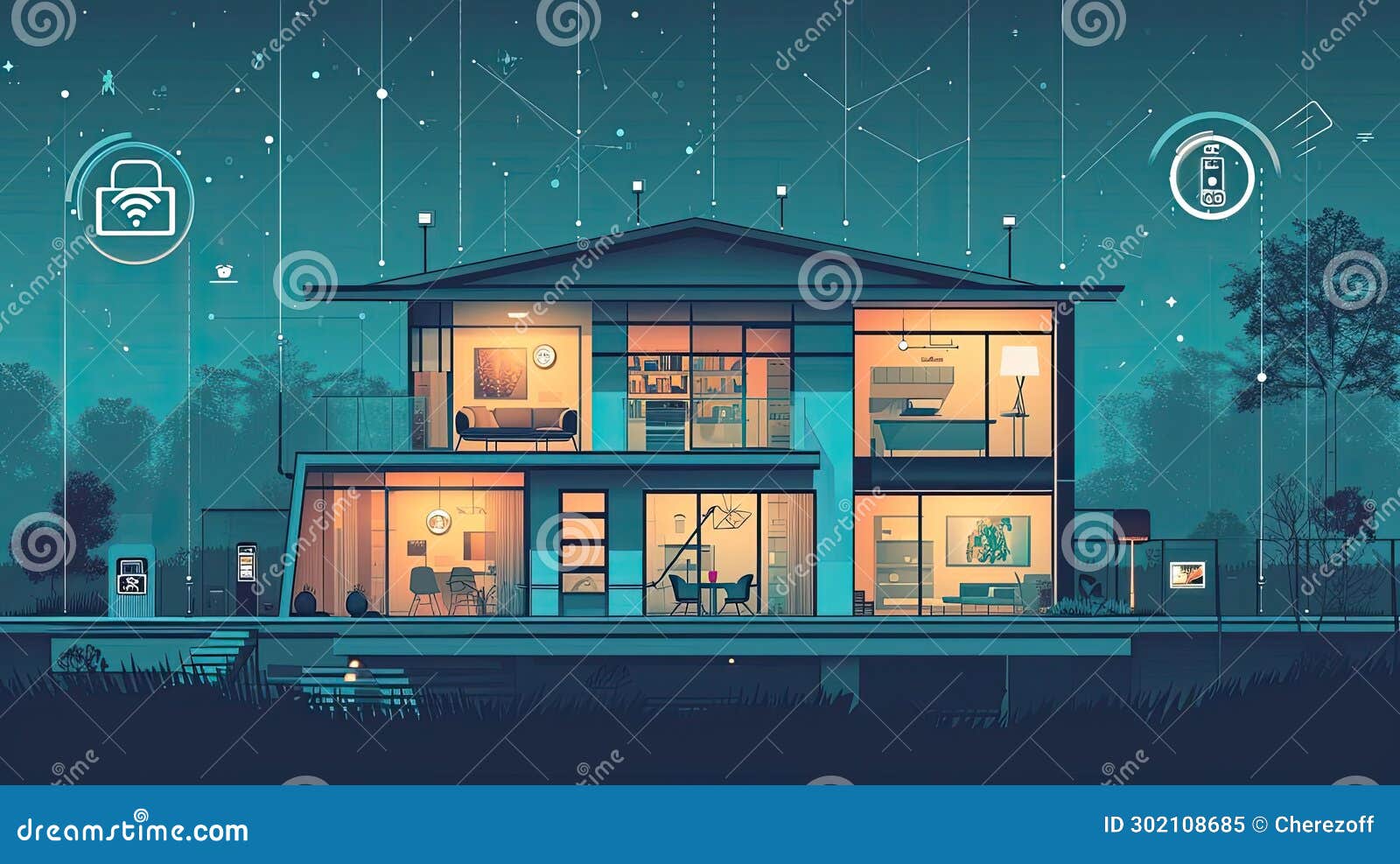 Illustration of a Smart Home Stock Illustration - Illustration of ...