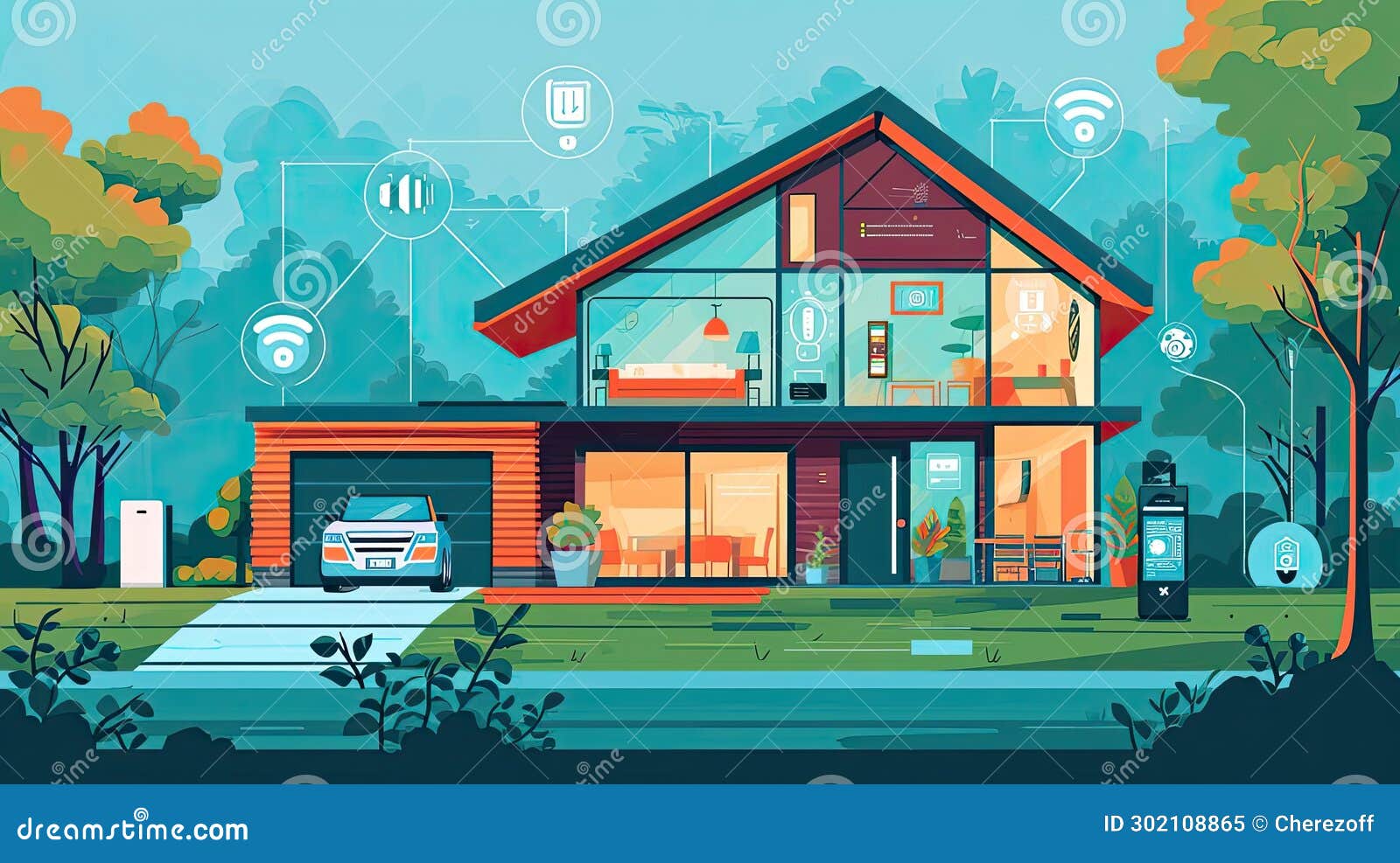Illustration of a Smart Home Stock Illustration - Illustration of ...