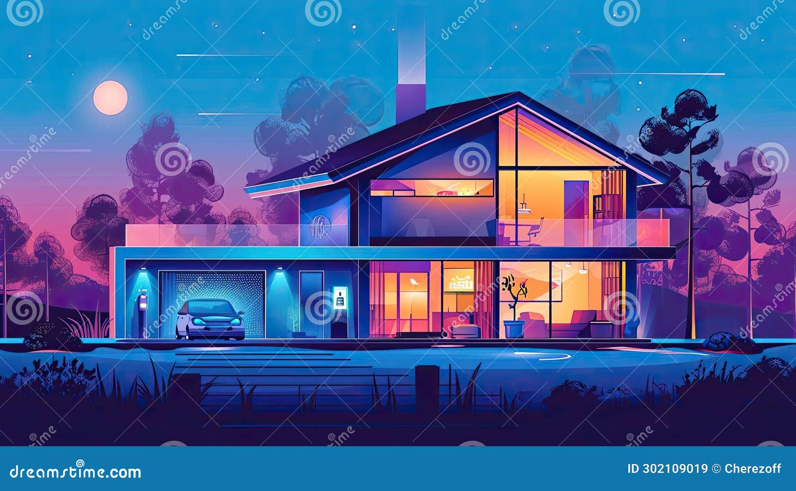 Illustration of a Smart Home Stock Illustration - Illustration of wall ...