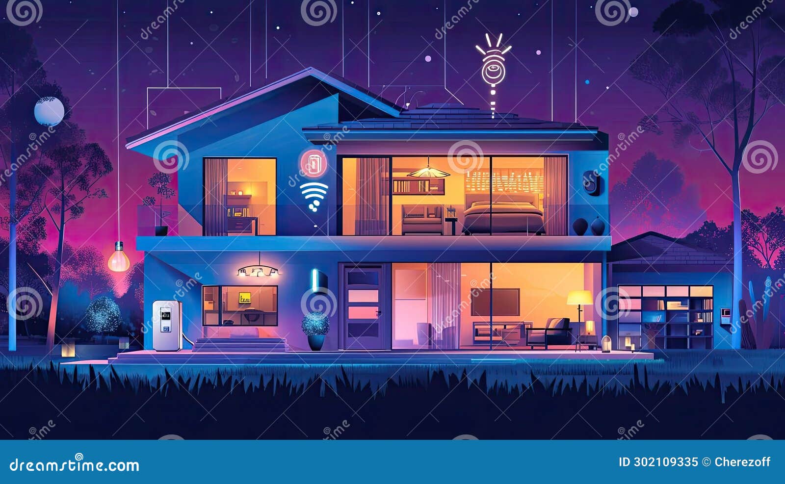 Illustration of a Smart Home Stock Illustration - Illustration of ...