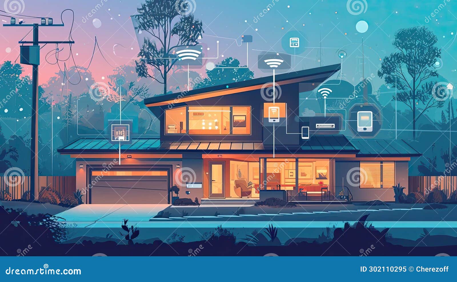 Illustration of a Smart Home Stock Illustration - Illustration of ...