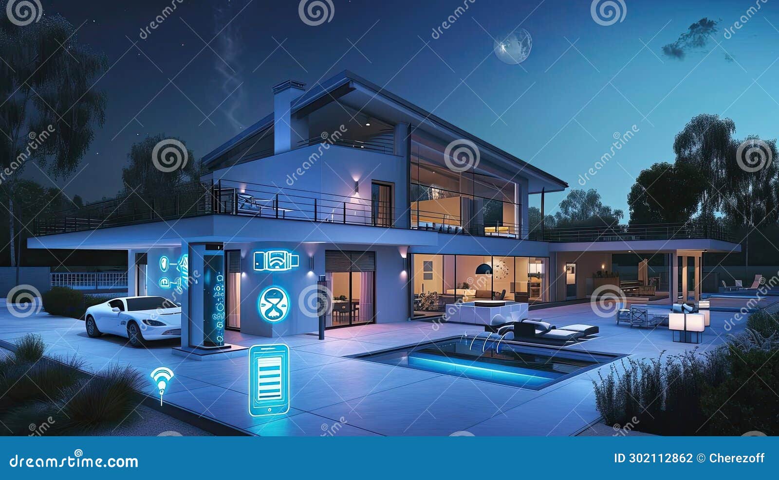 Illustration of a Smart Home Stock Photo - Image of wall, automation ...