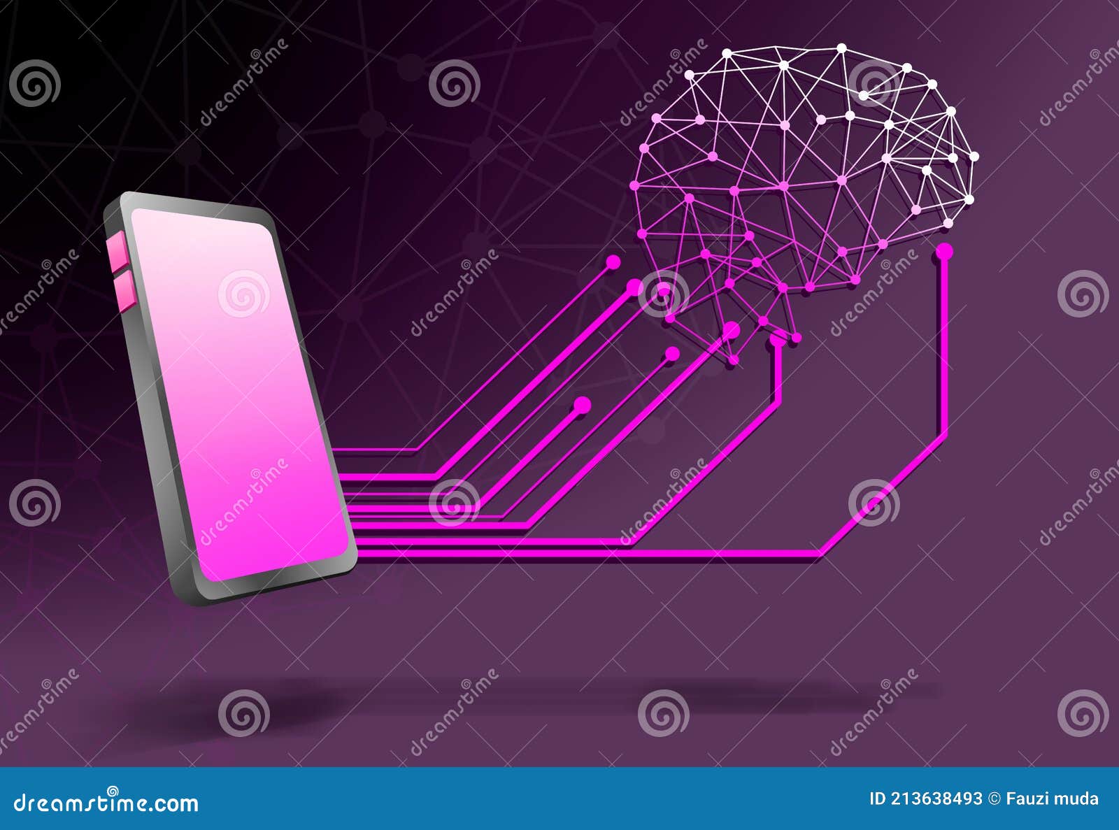 Illustration of a Smartphone and a Brain Stock Illustration ...