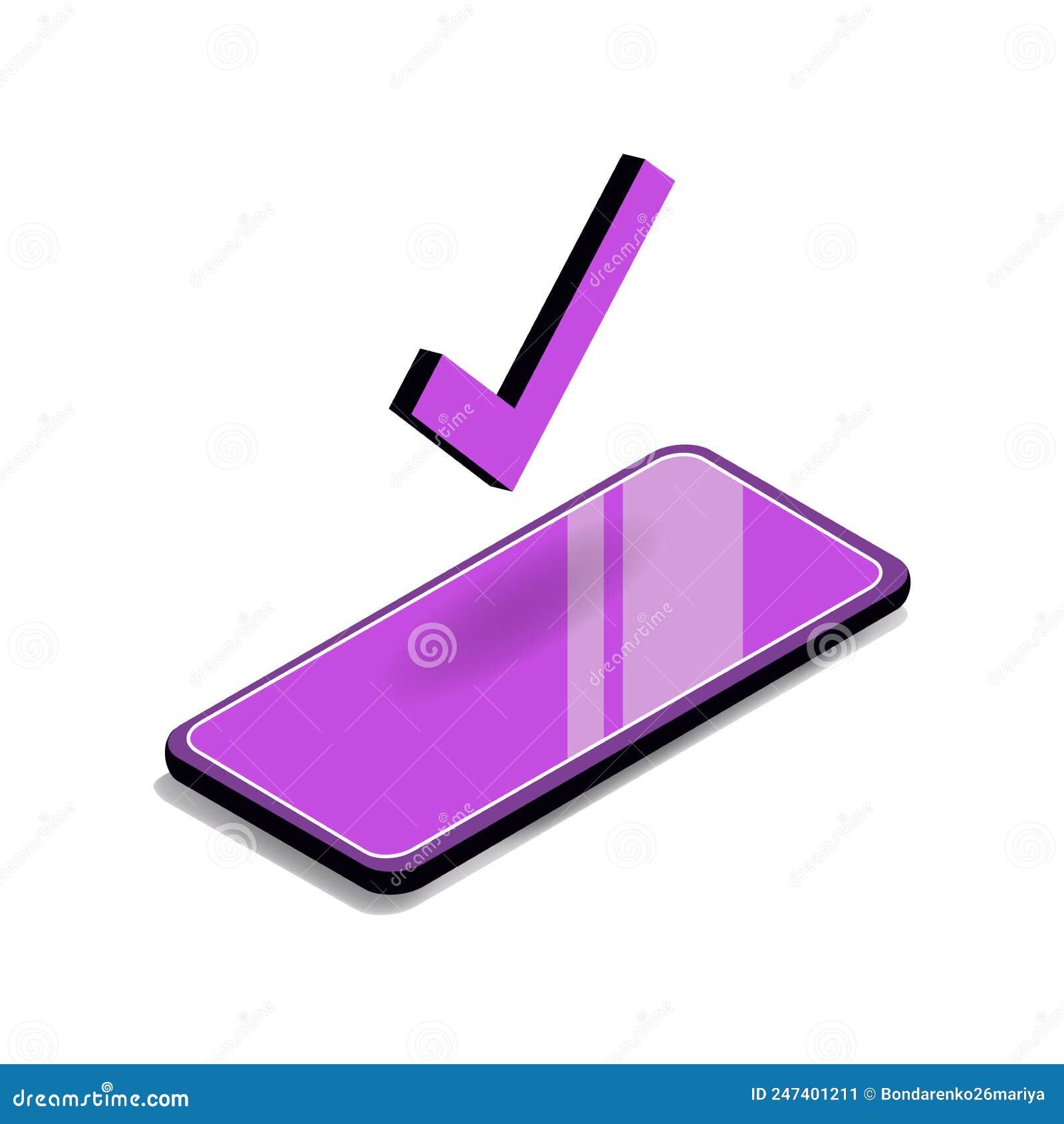 A Smartphone with a Tick in Isometrics Stock Vector - Illustration of ...