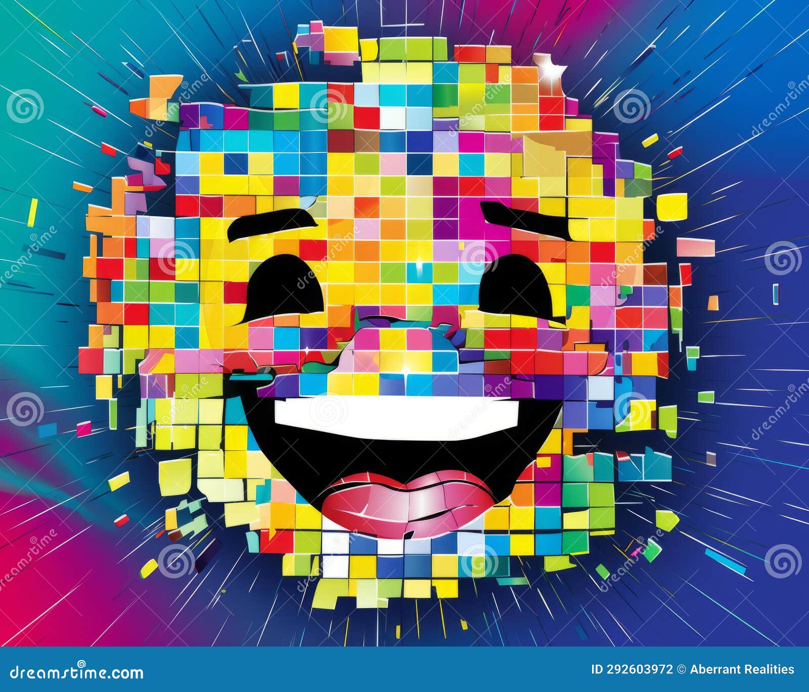 An Illustration of a Smiling Face Made Out of Colorful Squares Stock ...
