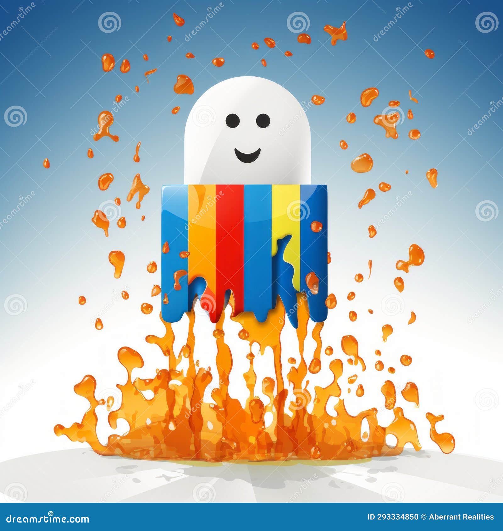 An Illustration of a Smiling Ghost with Orange Splatter Stock ...