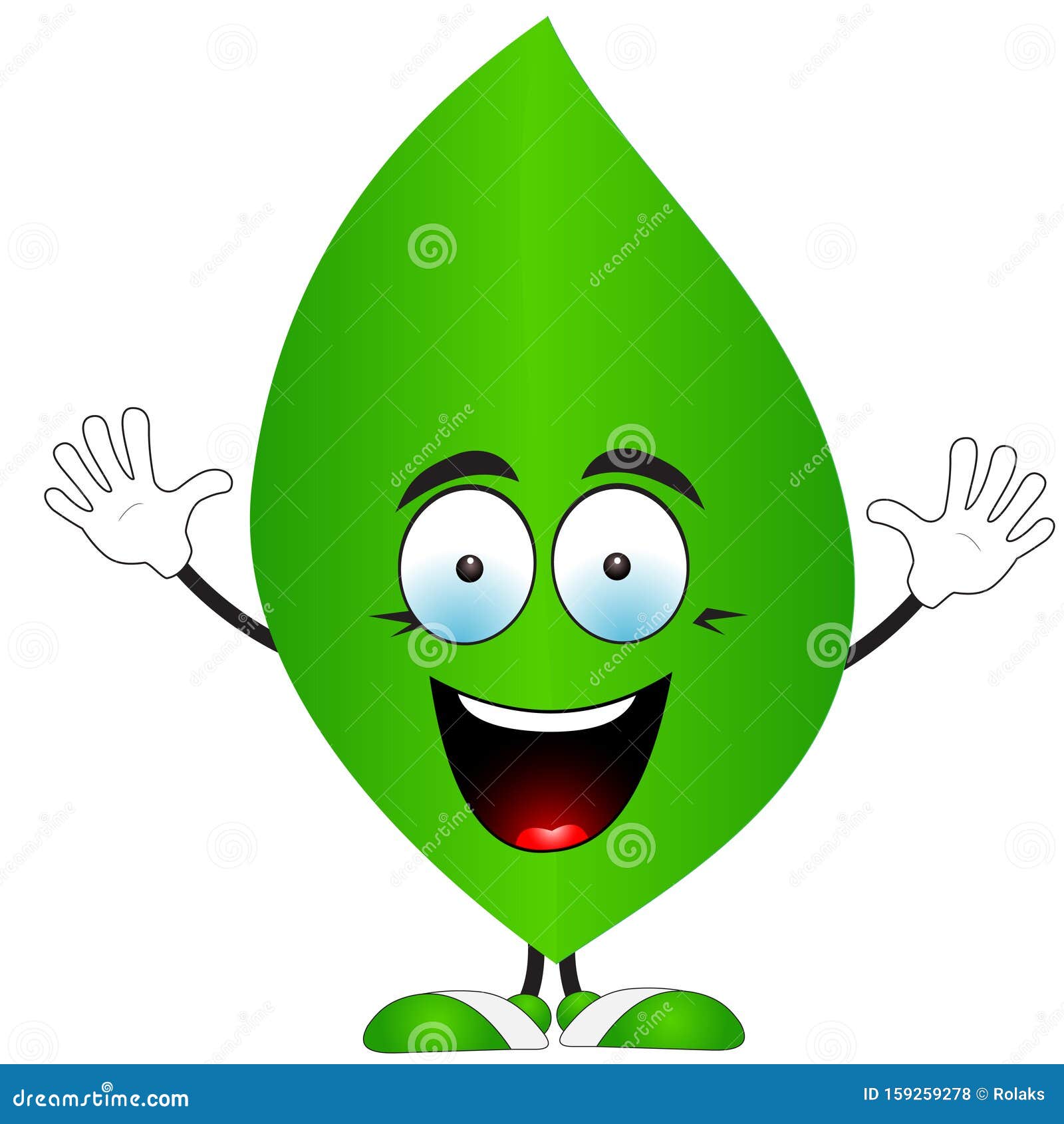 Smiling green leaf stock vector. Illustration of symbol - 159259278