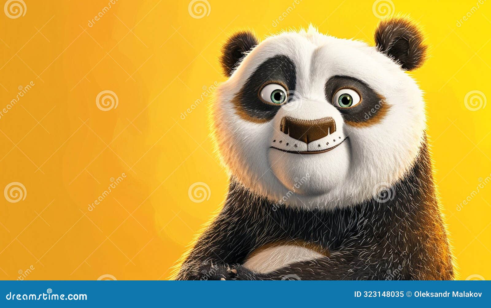 Illustration of a Smiling Panda on a Bright Yellow Background Stock ...