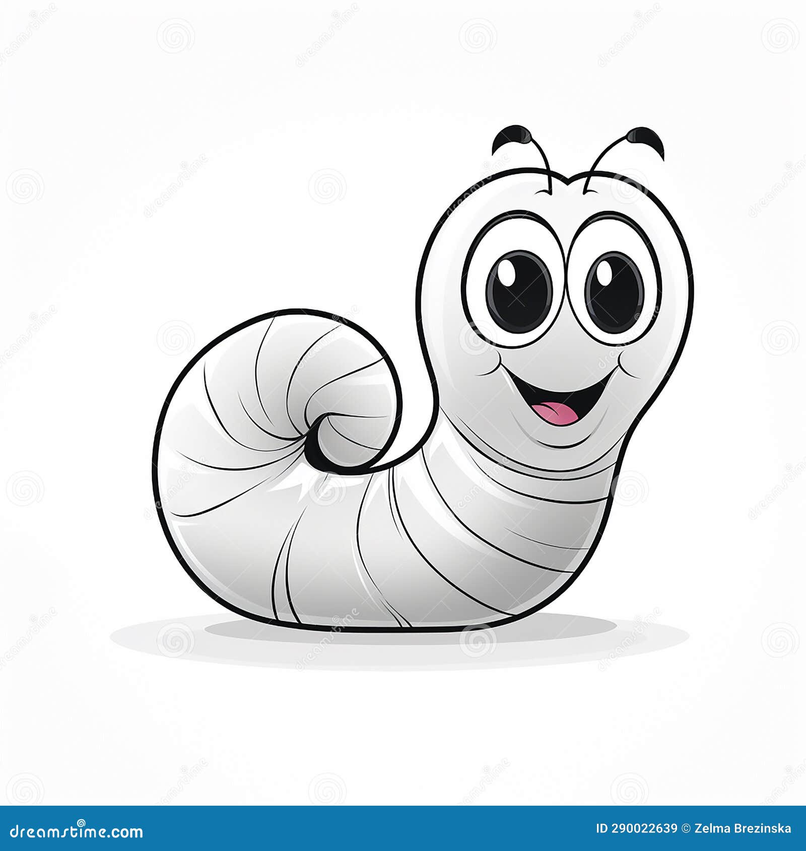 Illustration of a Smiling Worm in Black and White Coloring, Generative ...