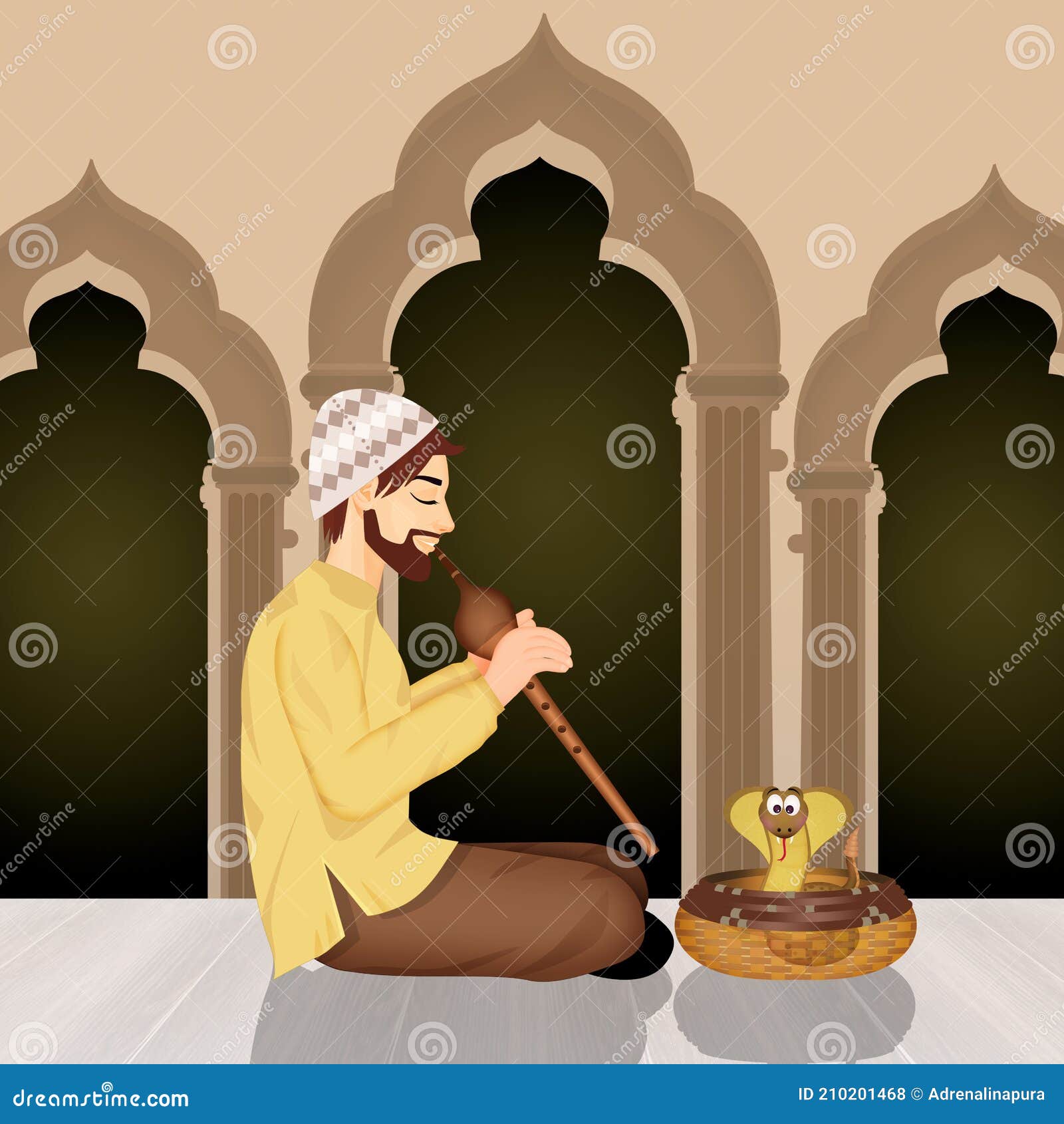 Illustration of Snake Charmer Man Stock Illustration - Illustration of ...