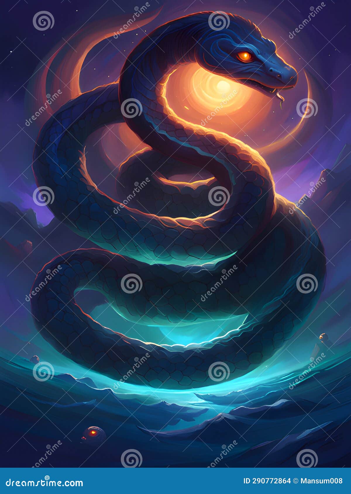 Illustration of Snake in the Sea Stock Illustration - Illustration of ...