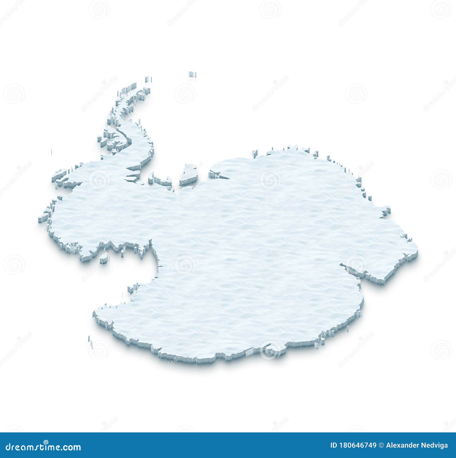 Antarctica 3d (isometric) Map On Light Blue Background With Volumetric ...