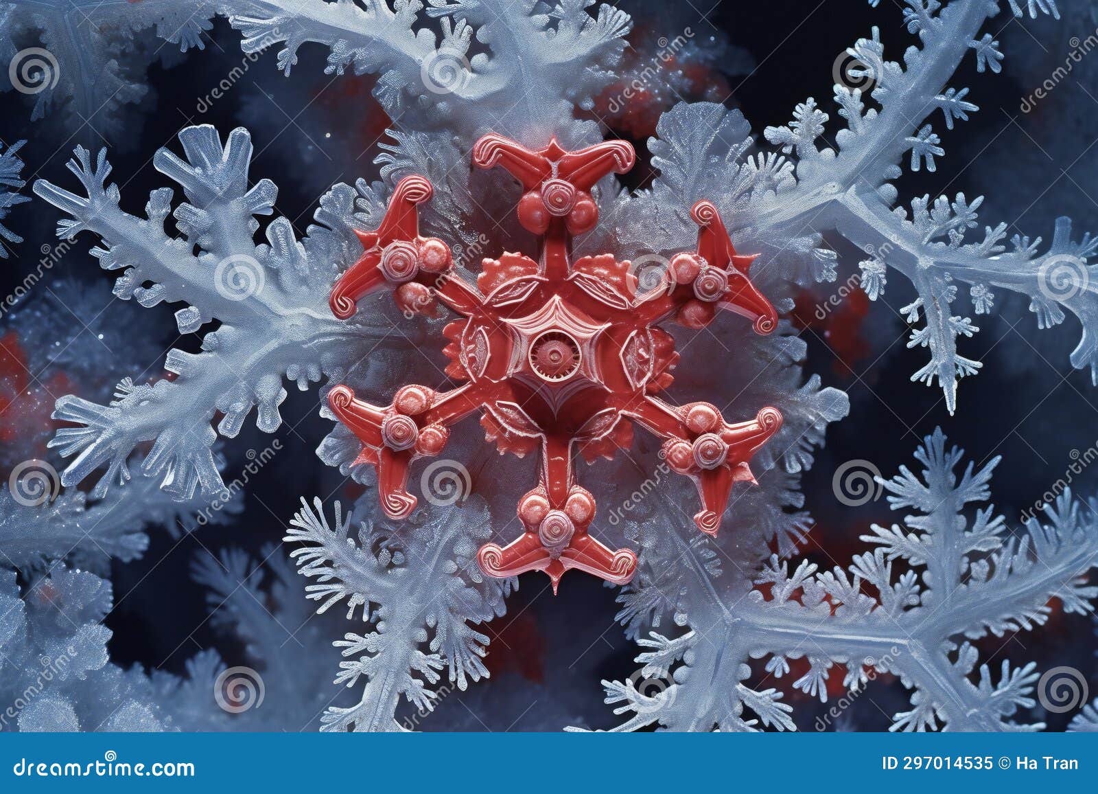 Illustration of a Snowflake in Red and Blue Colors Stock Illustration ...