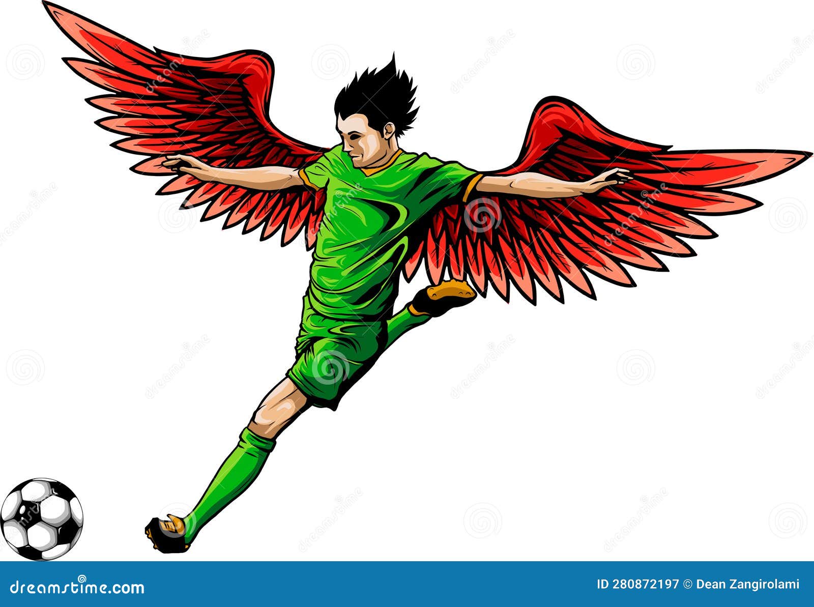 Vector Illustration of Soccer Player with Wing and Ball Stock Vector ...