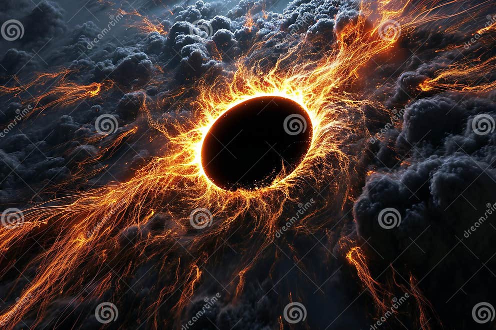 Solar Eclipse in the Night Sky, Space Background Stock Illustration ...
