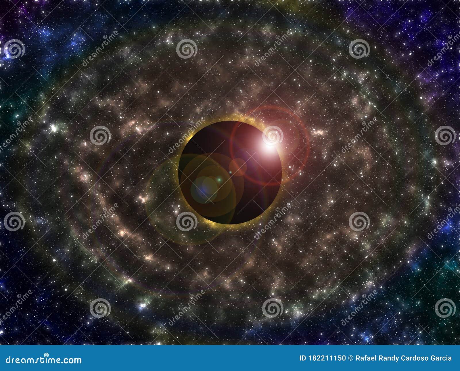 Illustration of a Solar Eclipse Seen from the Outer Space Stock ...