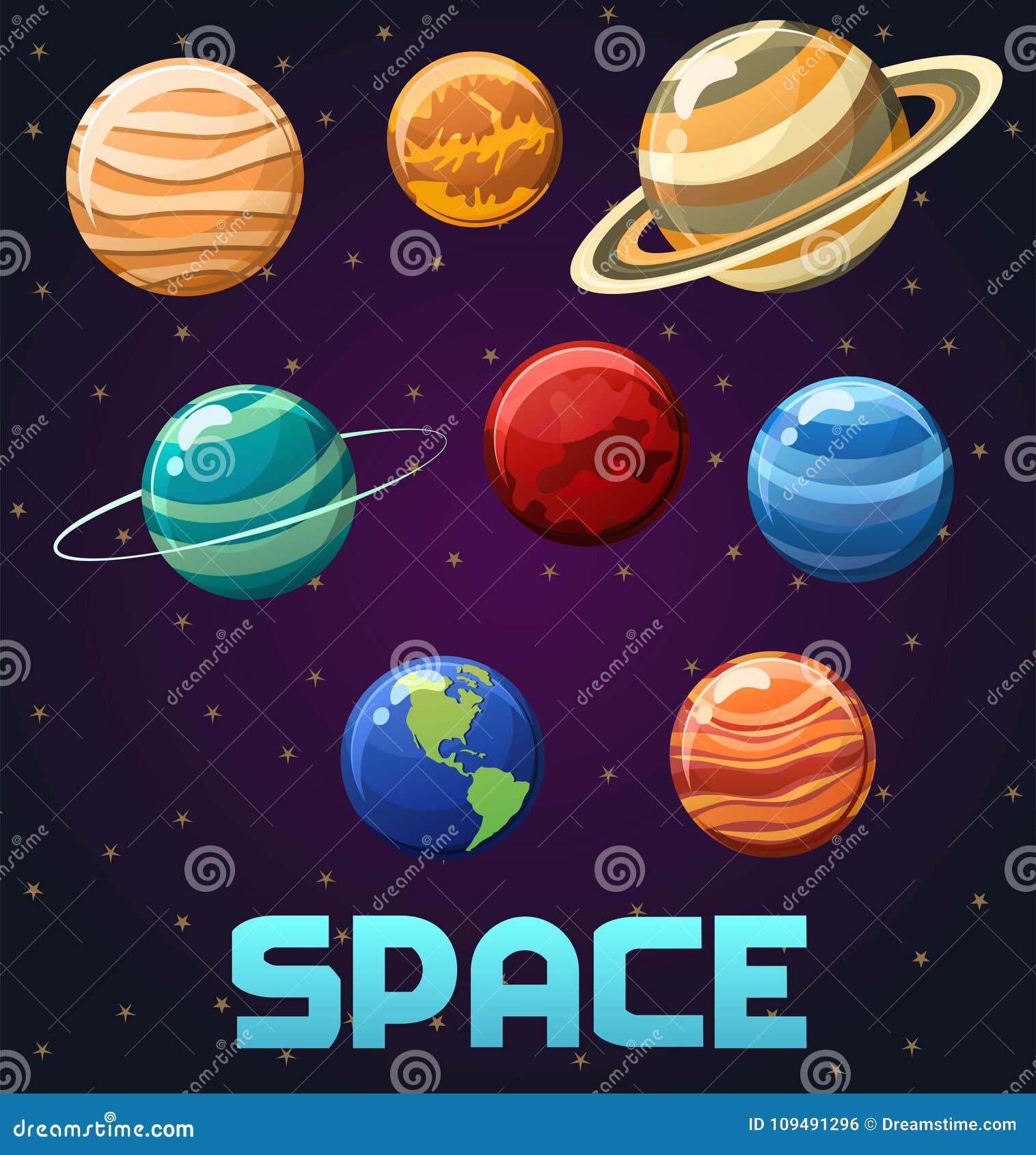 Illustration of Solar System with Planets and Text Isolated on Space ...