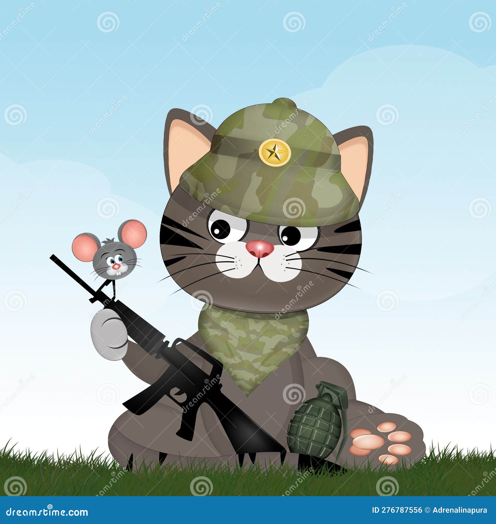 Illustration of Soldier Cat Stock Illustration - Illustration of tail ...