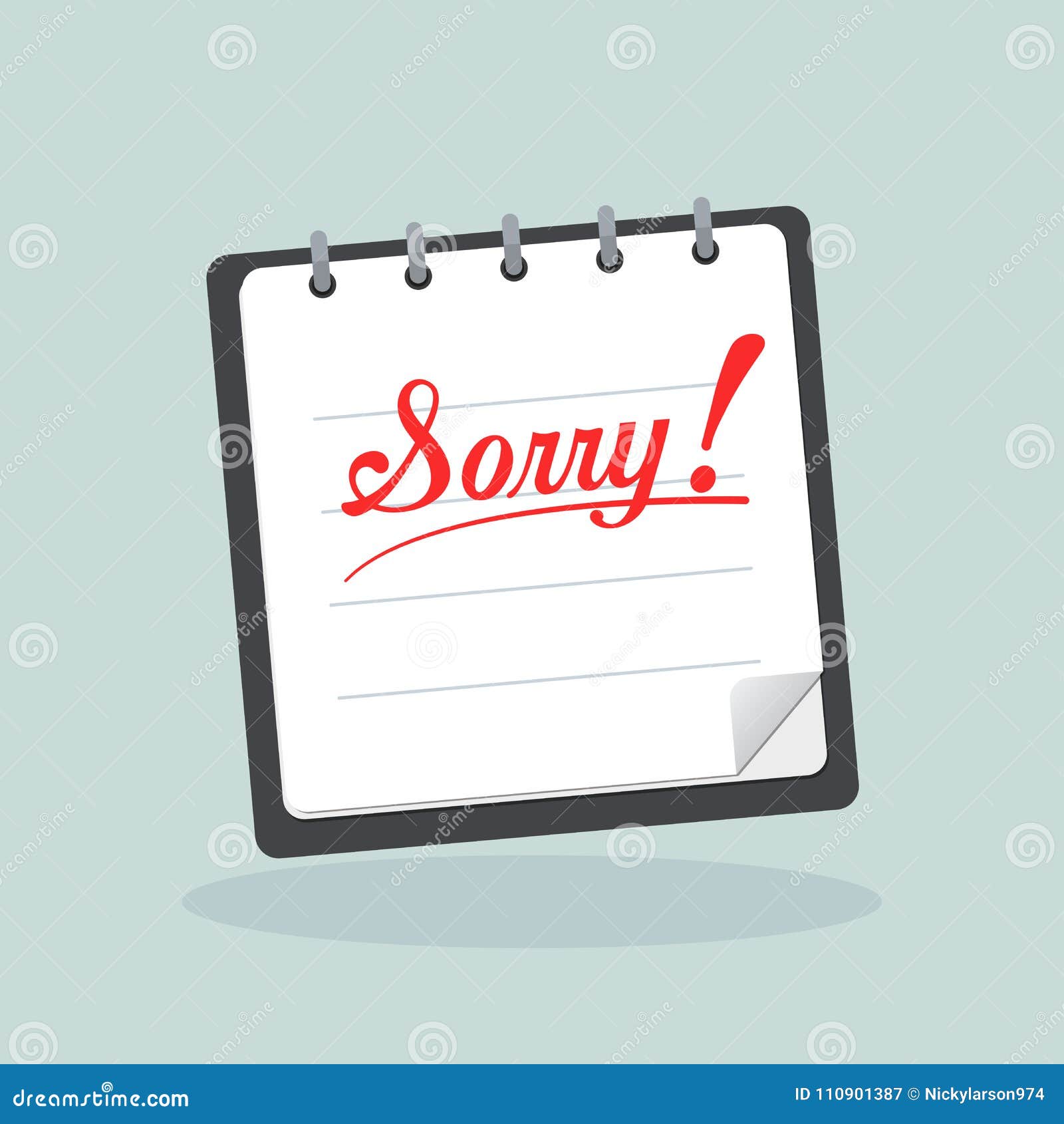 Sorry written on note book stock vector. Illustration of sorry - 110901387