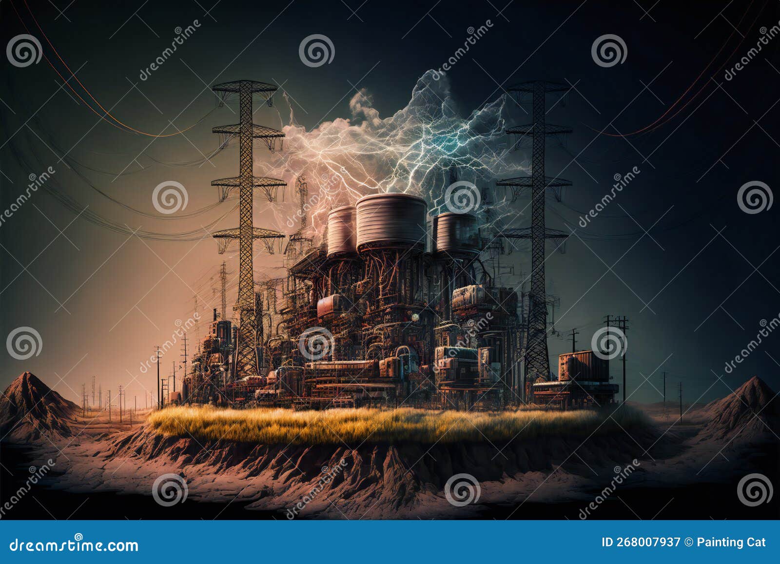 Source Types Energy, Digital Illustration Painting Artwork Stock ...