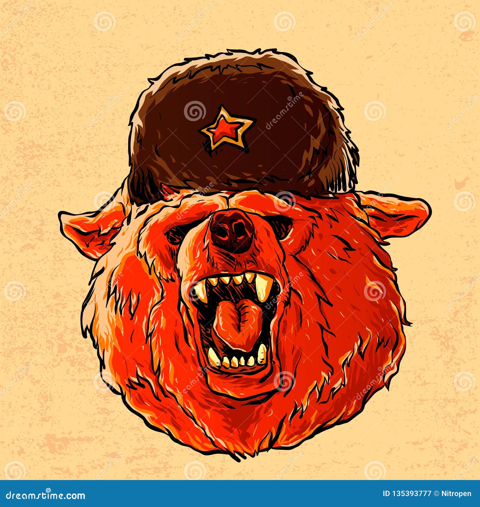 Illustration of a Soviet Bear . Stock Vector - Illustration of face ...