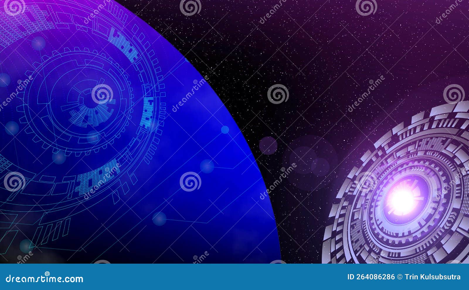 Illustration of a Space Communication Connection Network on a Blue ...