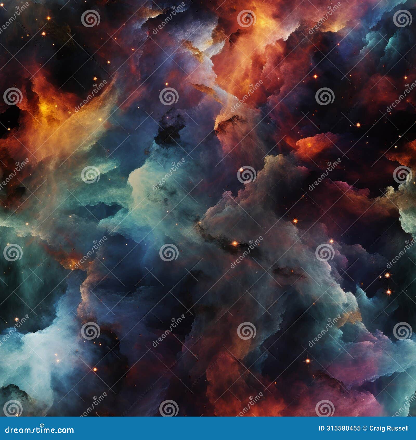 Space Cosmic Background of Supernova Nebula and Stars, Glowing ...