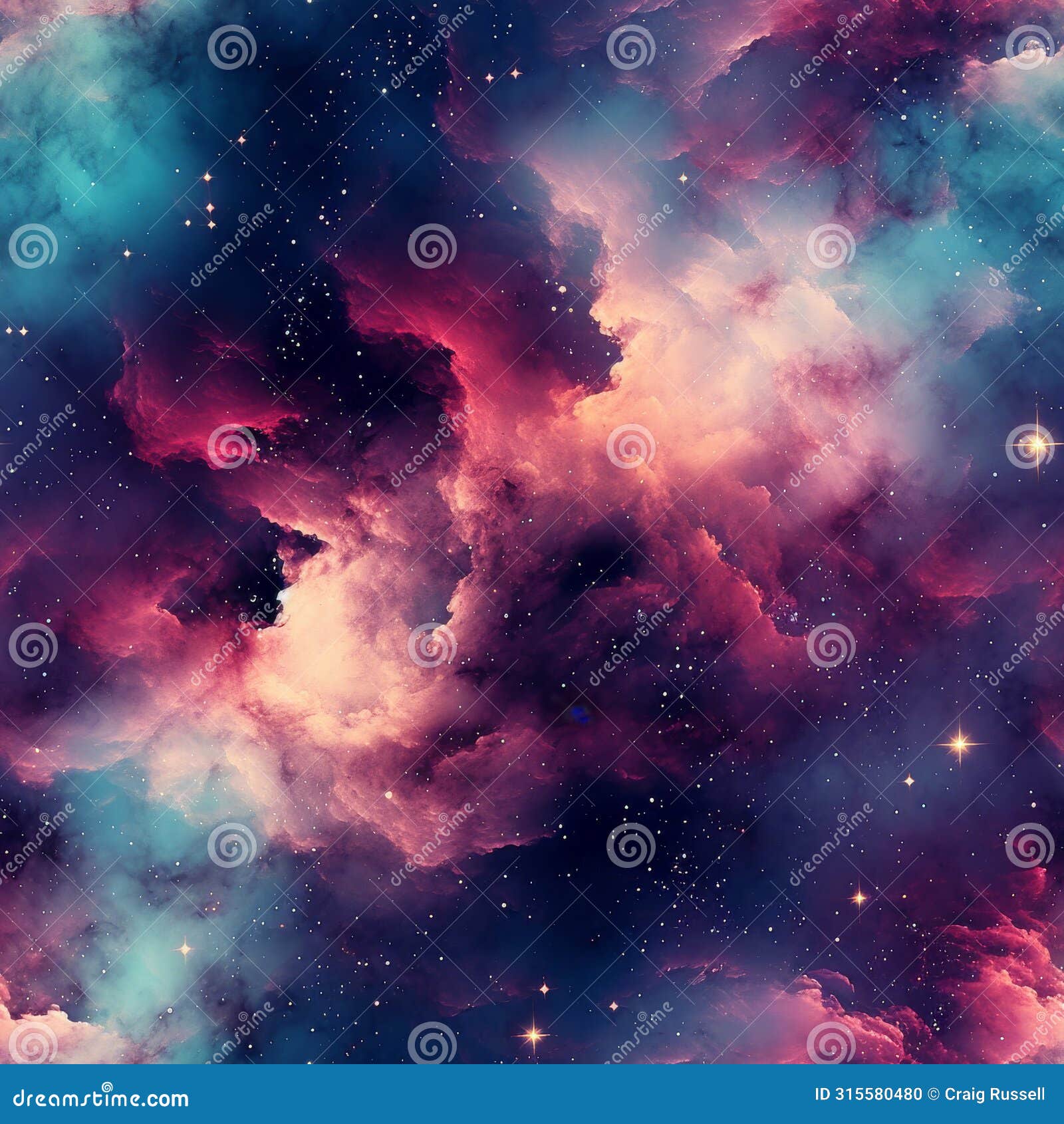 Space Cosmic Background of Supernova Nebula and Stars, Glowing ...