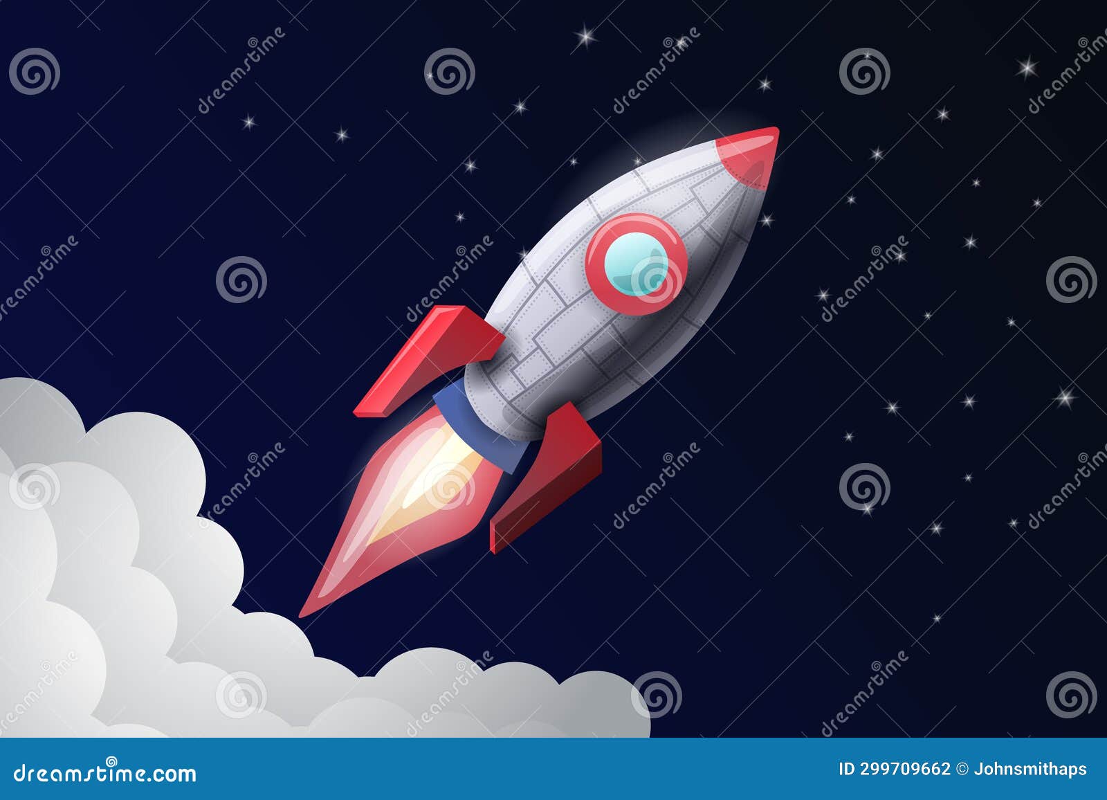 An Illustration of a Space Rocket that Breaks Out of the Clouds and ...