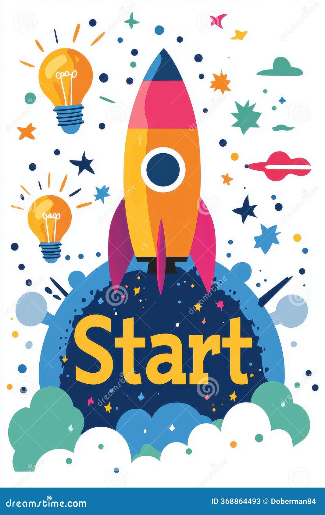 Lightbulb Launching Like A Rocket With A Rising Chart Royalty-Free ...