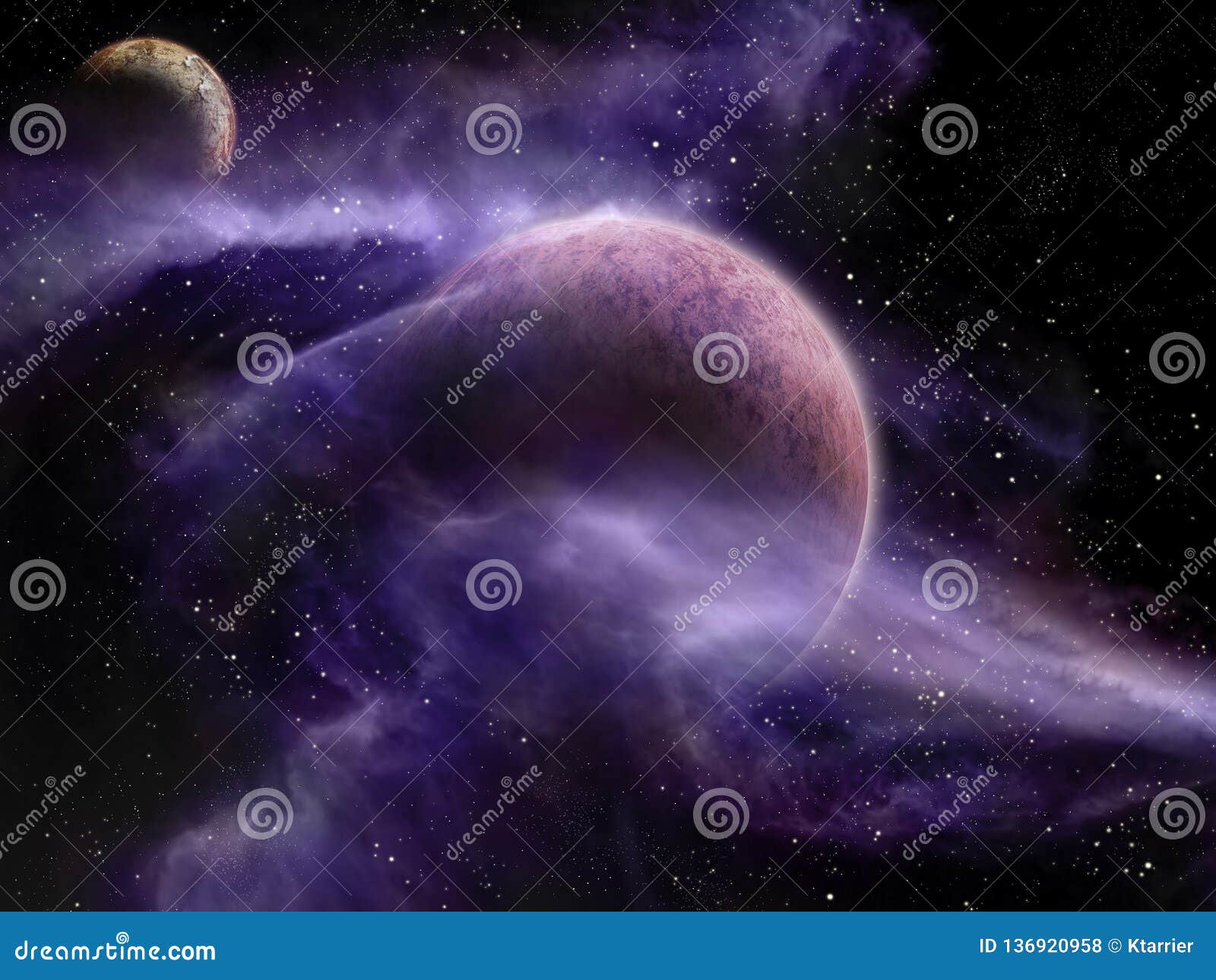 Illustration of a Space Scene with Planets Stock Illustration ...