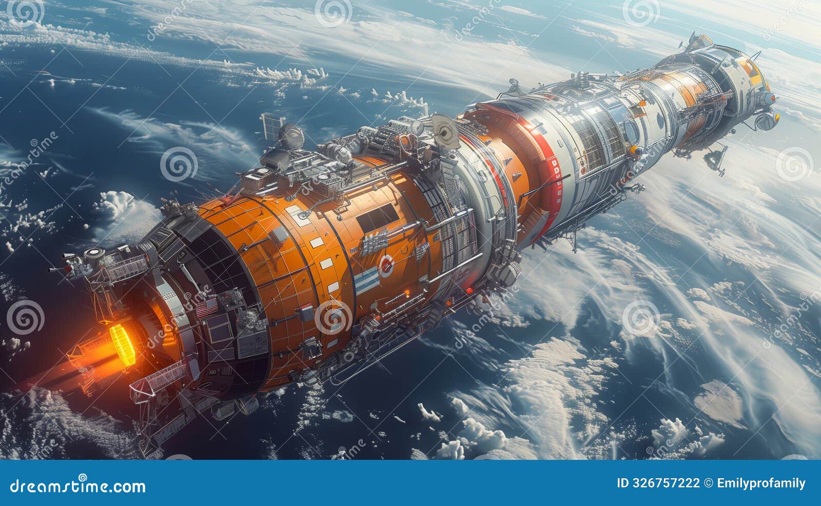 An Interplanetary Spacecraft Docking At A Space Station For Refueling ...