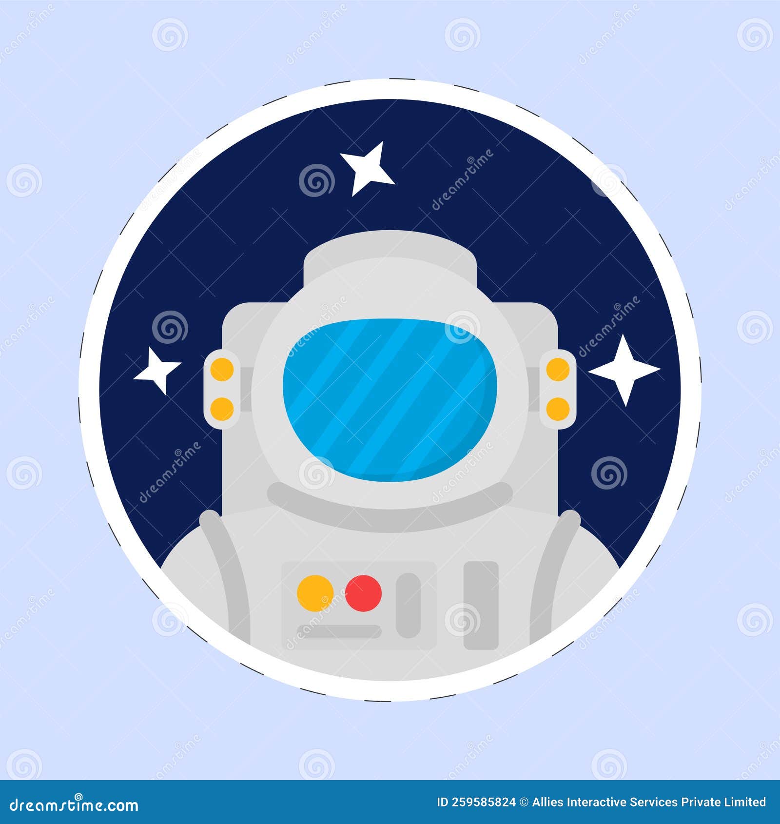 Illustration of Spaceman in Galaxy Blue Background in Sticker Stock ...