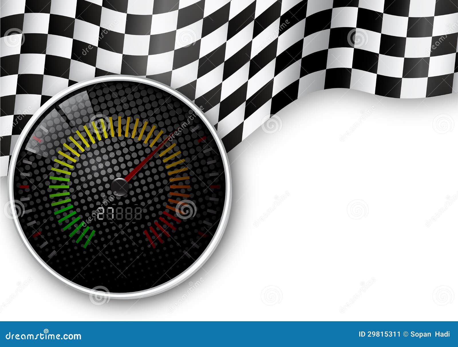 Speed Meter and Checkered Flag Background Stock Vector - Illustration ...