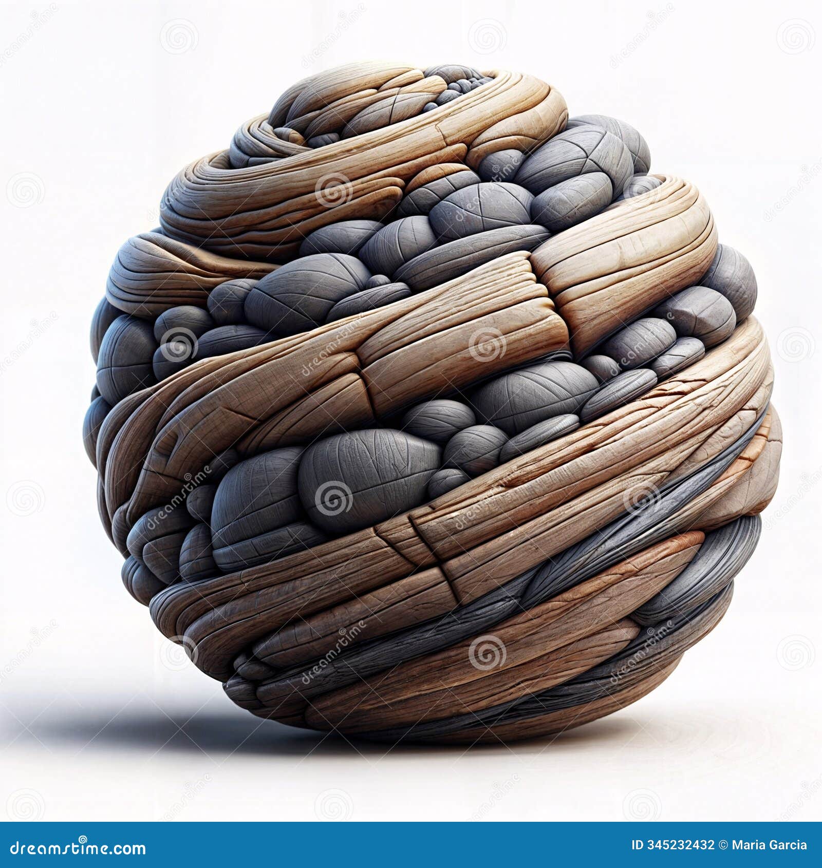 Illustration of Sphere with Wood and Stone Texture on White Background ...