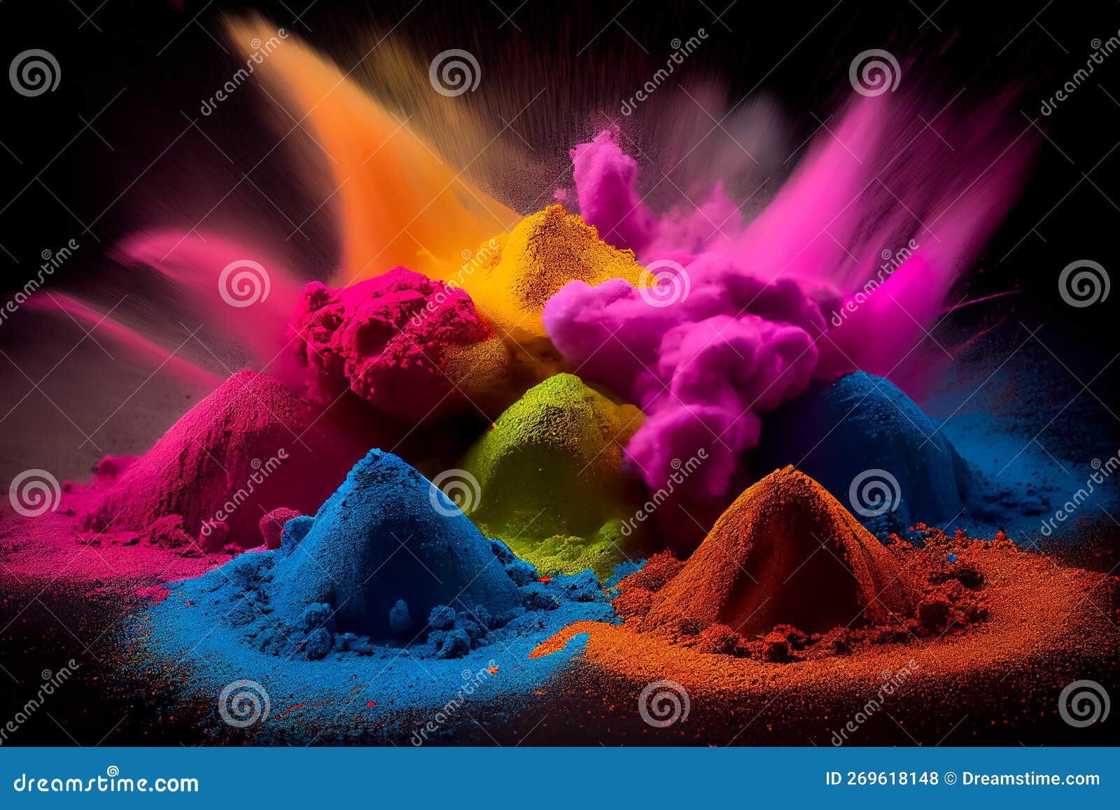 An Illustration of a Splash of Different Color Powders on Black ...