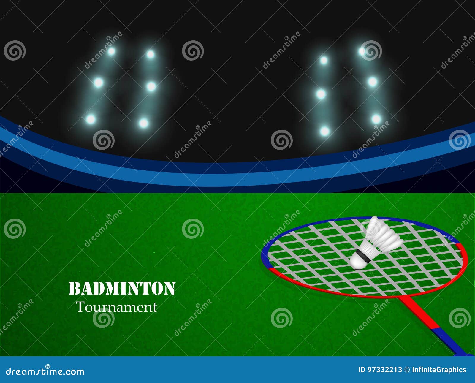 Badminton Background With Racket And Shuttlecock Template Cartoon ...