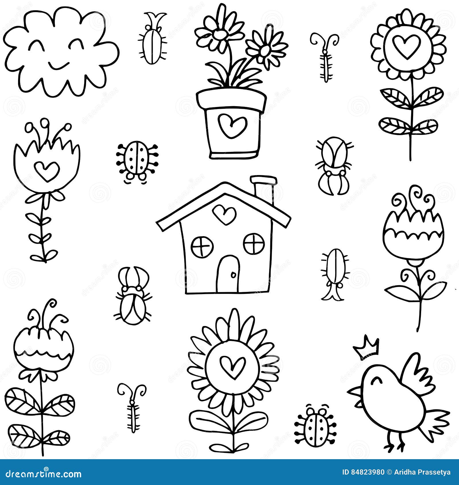 Illustration of Spring Doodles Set Stock Vector - Illustration of ...