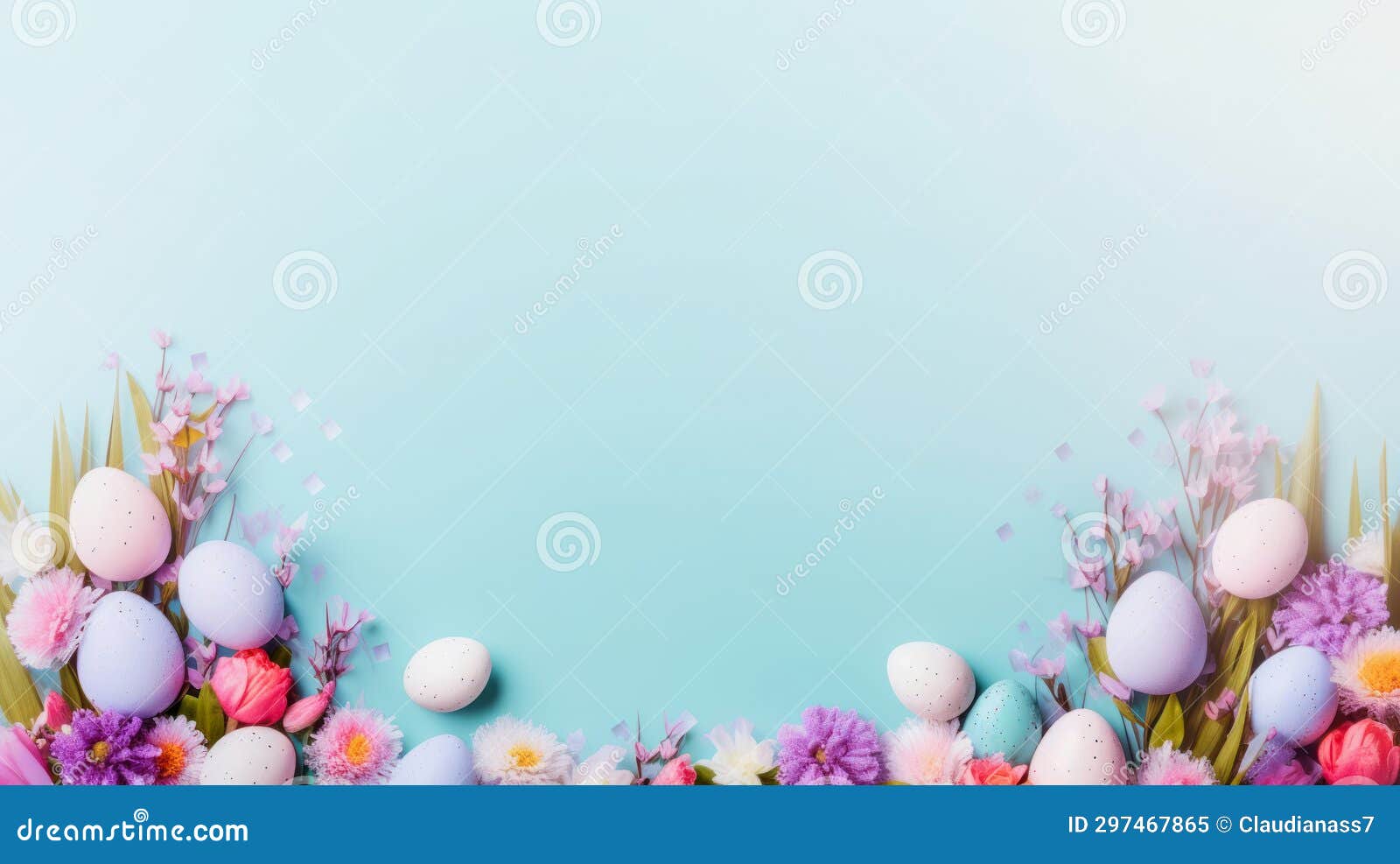Illustration of a Spring Easter Background in Light Blue with Small ...