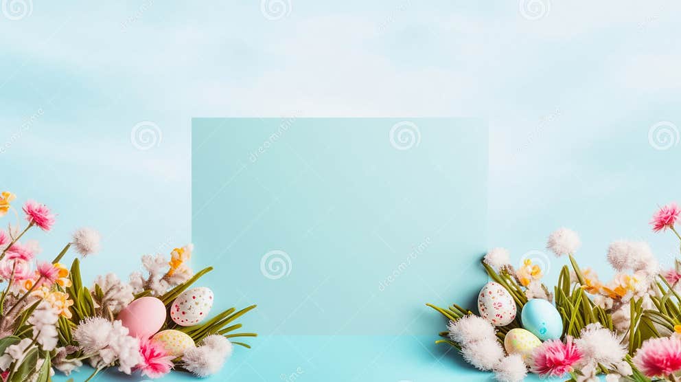 Illustration of a Spring Easter Background in Light Blue with Small ...