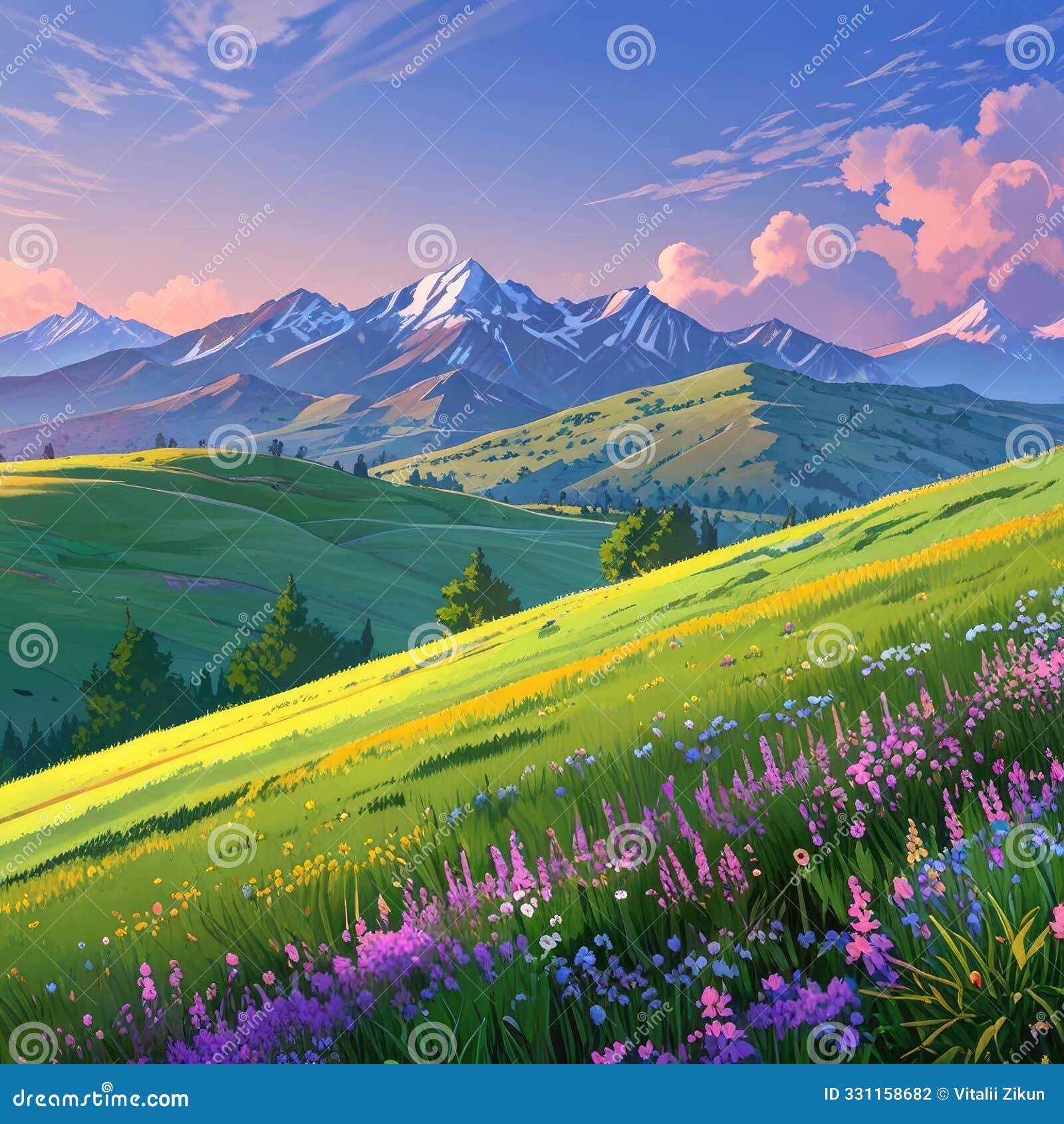 Illustration Spring Landscape Stock Illustration - Illustration of ...