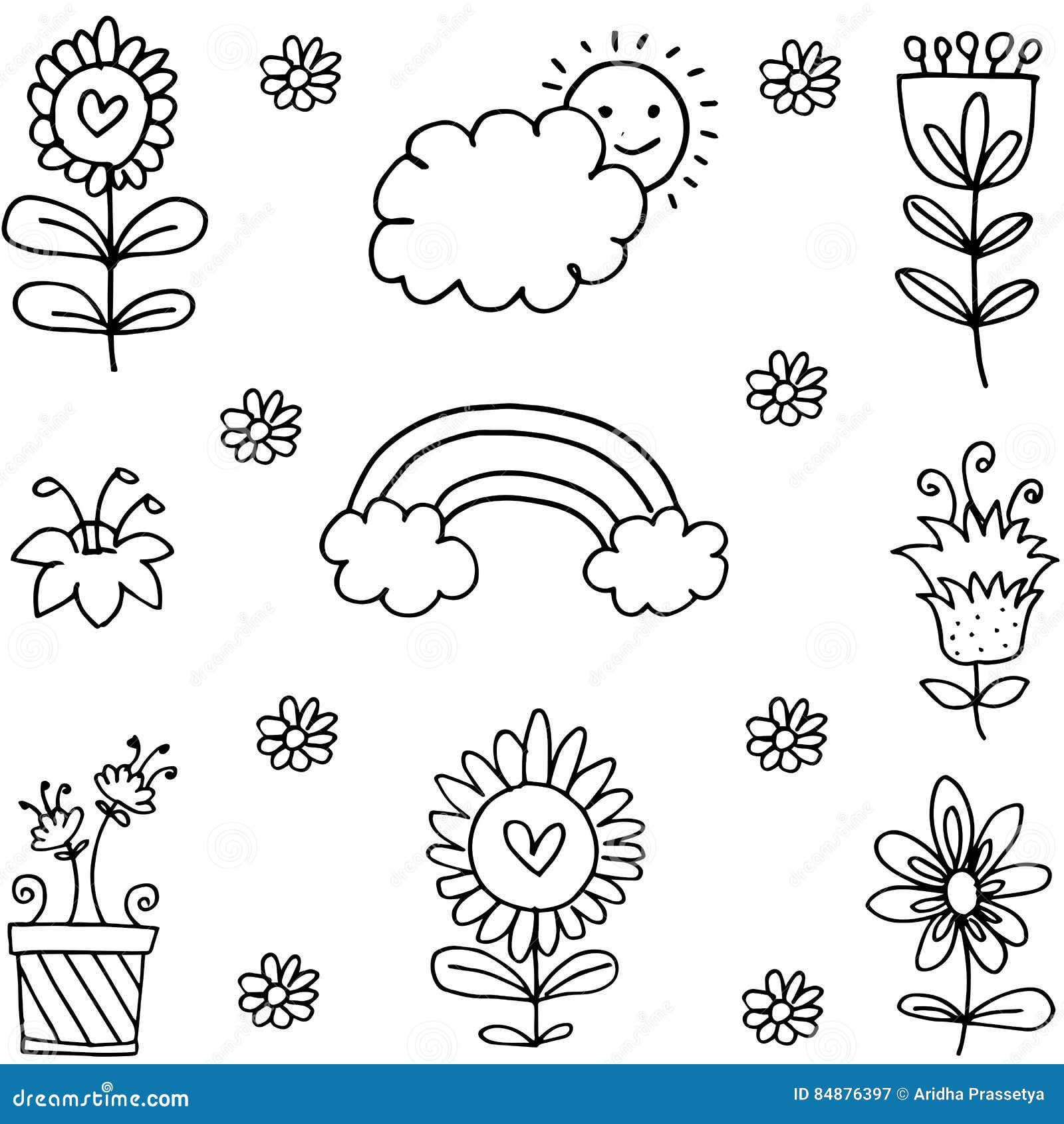 Illustration of Spring Theme Doodles Stock Vector - Illustration of ...