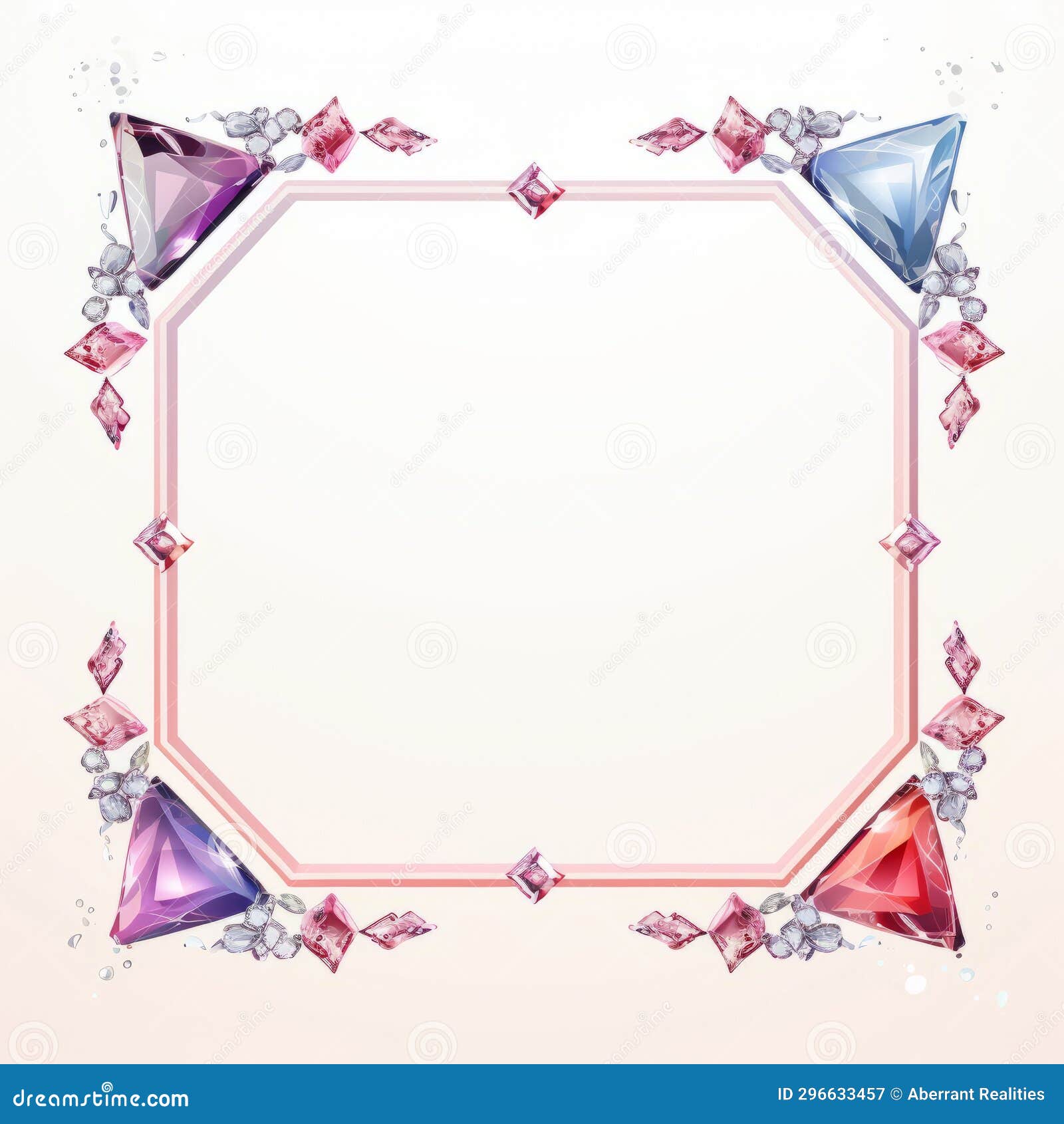 An Illustration of a Square Frame with Diamonds and Crystals Stock ...
